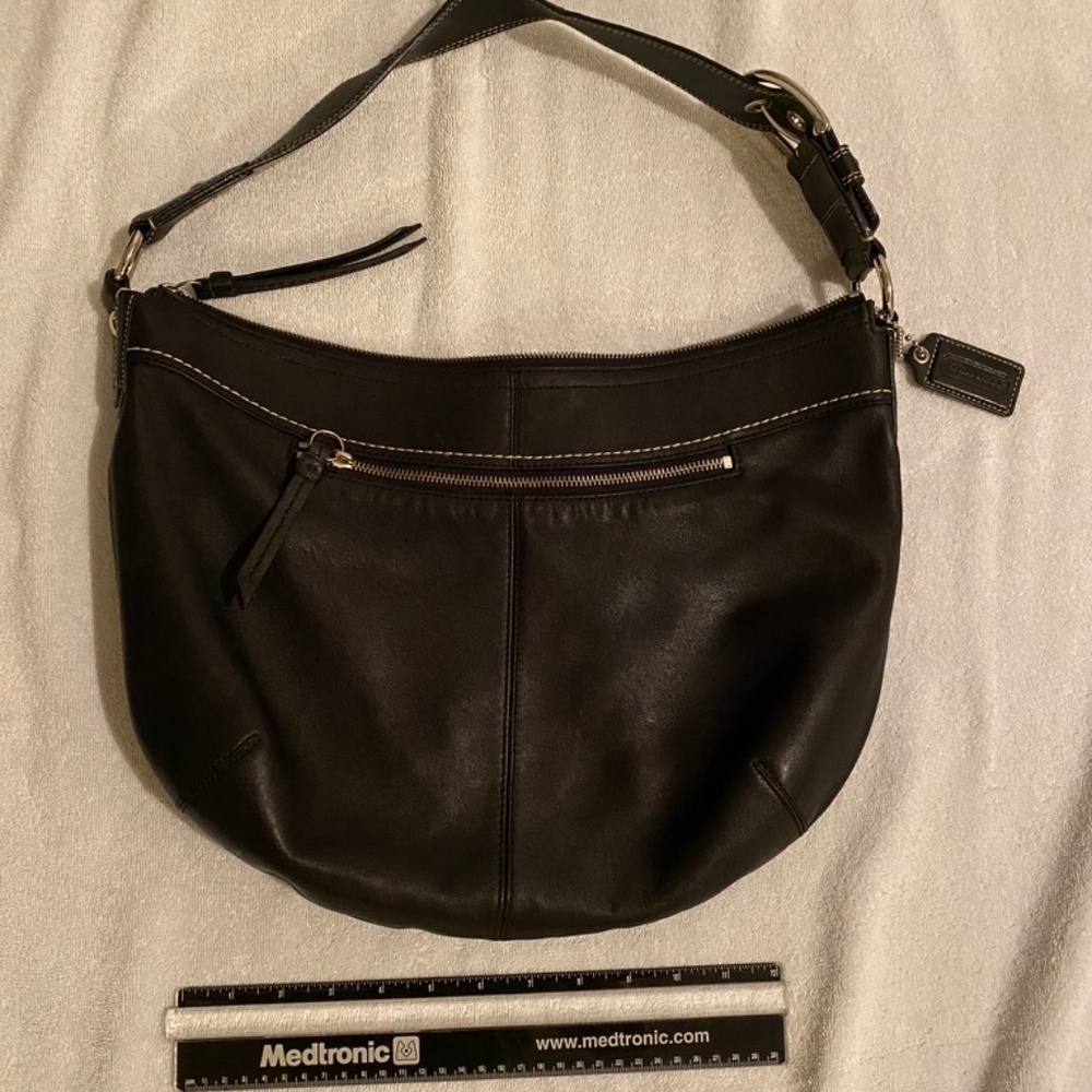 Coach Soho F13731 Black Silver Leather Hobo Bag - Gem